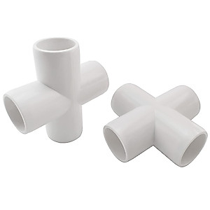 MARRTEUM 1 Inch 4 Way PVC Cross Elbow Fitting Furniture Build Grade SCH40 Pipe Joint for Greenhouse Shed/Garden Support Structure/Storage Frame [Pack of 6]