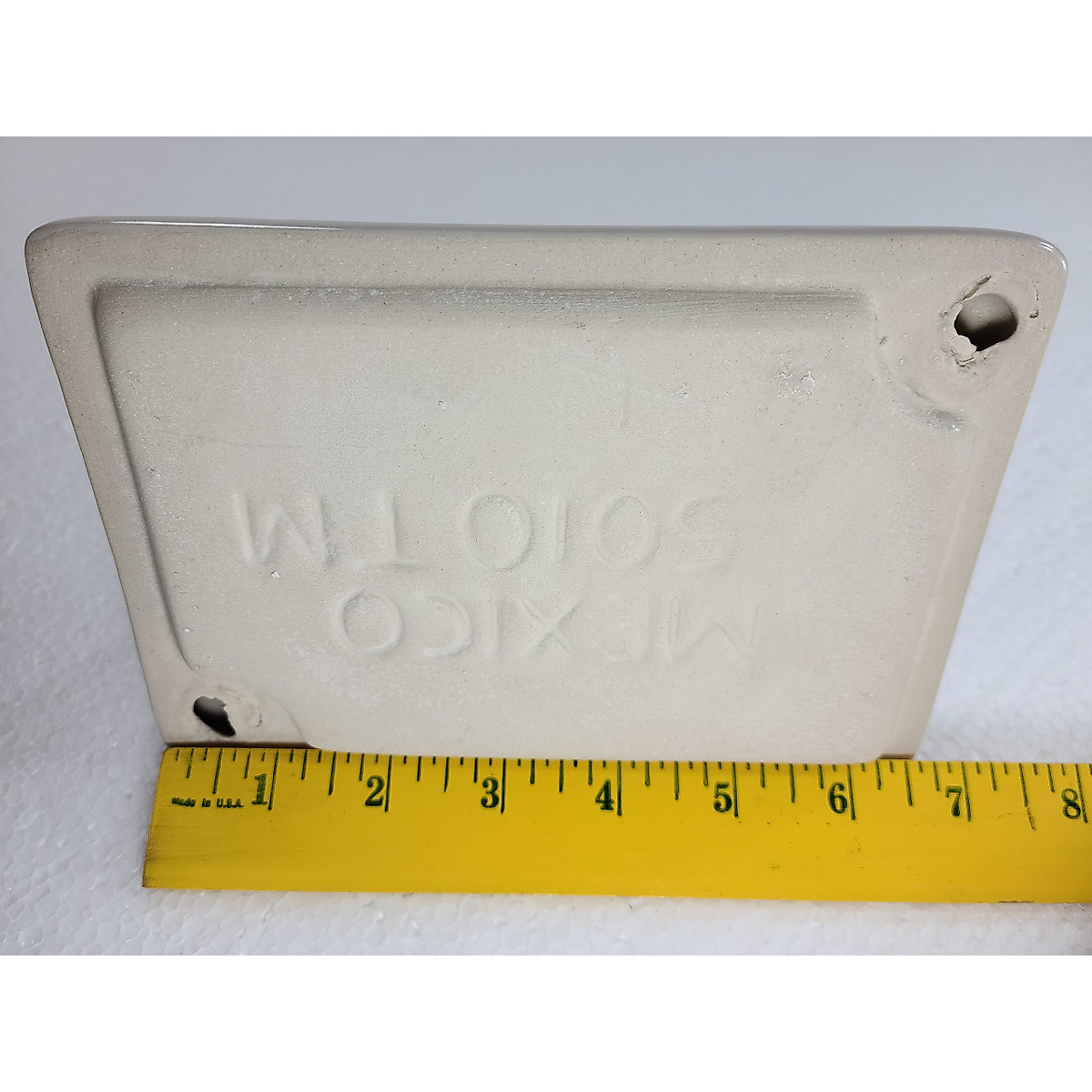 Beige Bone Almond Ceramic Soap Dish Shower Tray Tile in Installation Vintage Mid Century Modern Retro