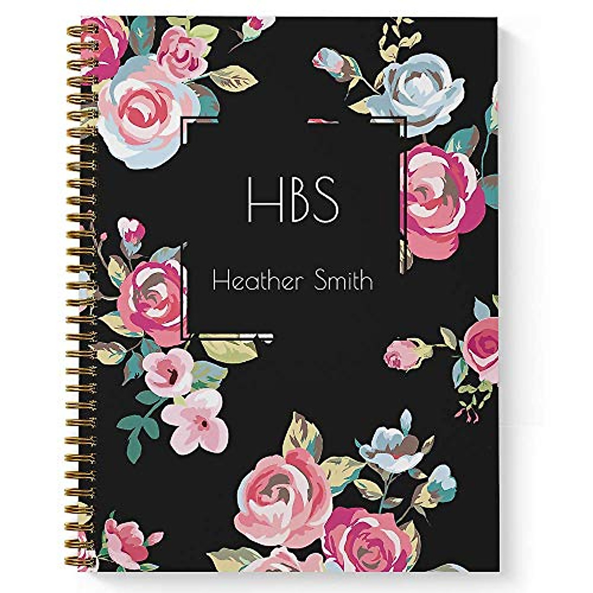 Bold Blooms Personalized Notebook/Journal, Laminated Soft Cover, 120 pages of your selected paper, lay flat wire-o spiral. Size: 8.5” x 11”. Made in the USA
