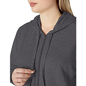 Amazon Essentials Women's French Terry Fleece Full-Zip Hoodie (Available in Plus Size), Dark Grey Heather, Large