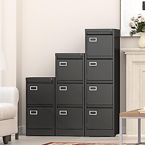 GREATMEET 3 Drawer Mobile File Cabinet with Lock,Under Desk Drawer Metal Filing Cabinet for Legal/Letter Size,Fully Assembled Black