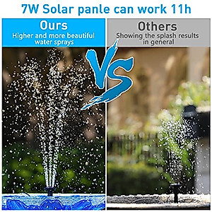 AISITIN 7W Solar Fountain Pump Outdoor,DIY Solar Fountain Water Pump Kit with Multiple Nozzles, Stake and Water Pipe, Solar Powered Fountain Pump for Bird Bath, Garden, Pool and Other Outdoor Places