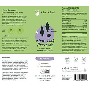 kin+kind | Plant-Based Flea and Tick Spray for Dogs (12 fl oz) | Lavender