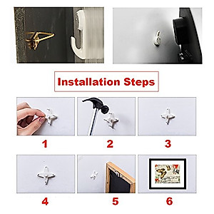 EuTengHao 43Pcs Invisible Nail Screws Wall Hooks No Trace Picture Hangers Traceless Photo Hook Hardwall Drywall Picture Hooks Multi Function Heavy Duty Picture Art Painting Frame Hanger (35Lbs,6Types)