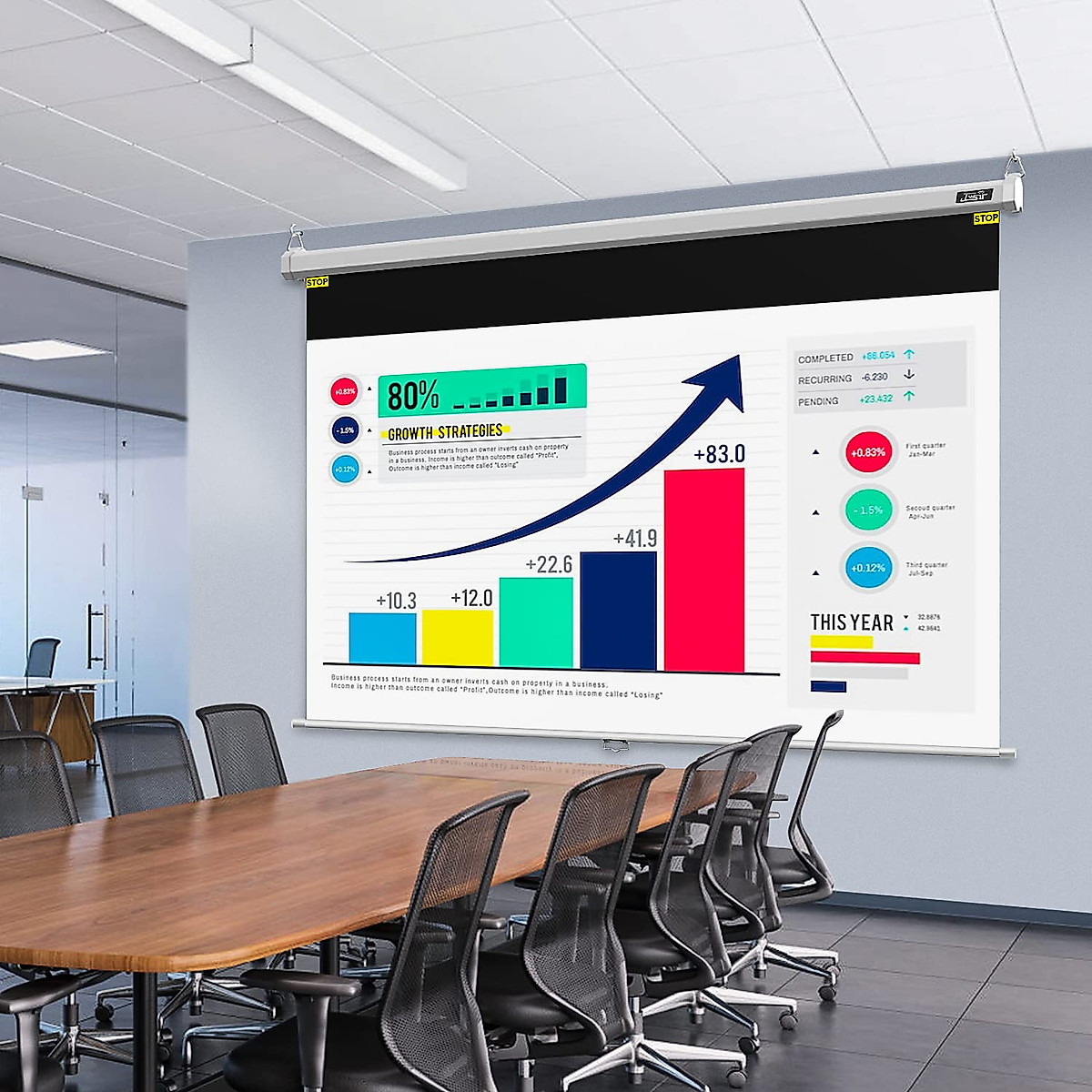 Projector Screen Pull Down, JWSIT 100 inch Manual Pull Down Projector Screen-Upgraded 3 Layers PVC 16:9 Auto-Locking Retractable Projector Screen for Movie Home Theater Cinema Office Video Game