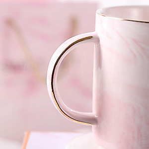 GOFOIT Boss Lady Pink Marble Ceramic Coffee Mug 11.5 Oz with Coasters Birthday Gifts for Women Mom and Girl Female Entrepreneur Business Owner Coffee Mug