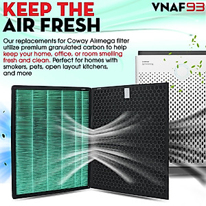 4-Pack 400/400S True HEPA Filter Replacement Filter For Coway AIRMEGA Max2 400/400S 400 400s 400(G) 400s(G) Air Purifier, Max 2 Green H13 True HEPA and Active Carbon Filter Set (Part# AP-2015-FP)