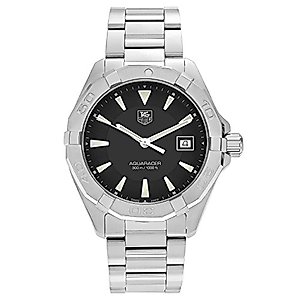 Tag Heuer Mens WAY1110.BA0910 'Aquaracer' Stainless Steel Black Dial Bracelet Watch