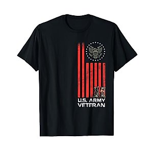 Proud US Army Veteran USA Flag, Army Boots And America Flag T-Shirt