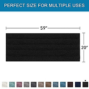 H.VERSAILTEX Item Striped Chenille Rug Pack 2-47" x 17"/17" x 24" and Pack 1-59" x 20" Bundle, Jet Black