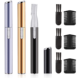 Landhoow Women's Electric Eyebrow Trimmer, 3 Pieces Set with Adjustable Comb and Brush, Precision Shaping and Hair Removal for Clean Finish