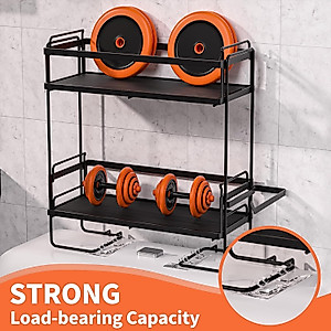 NUTSAAKK Over Toilet Storage, Over Toilet Bathroom Organizer for Space Saving, 2-Tier Above Toilet Storage Back of Toilet Rack for Women (Black Wooden)