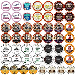 Perfect Samplers Dark Roast and Flavors Single Serve Coffee Pods for Keurig K Cup Machines, Bold Lover's Select, 50 Count