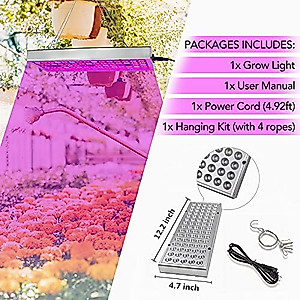 Juhefa LED Grow Lights, Full Spectrum Grow Lamp with IR & UV LED Plant Lights for Indoor Plants,Micro Greens,Clones,Succulents,Seedlings,Panel Size 12x4.7 inch