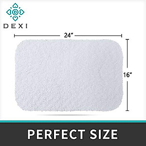 DEXI Bathroom Rug Mat, Extra Soft and Absorbent Bath Rugs, Washable Non-Slip Carpet Mat for Bathroom Floor, Tub, Shower Room (24"x16", White)