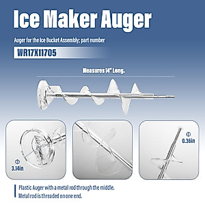 Upgrade Ice Maker Dispenser Auger for GE Refrigerator Replacement Parts WR17X11705 WR17X11939 PS1018130 AP3849786 AP3672963 PS964350 Ice Bucket Auger