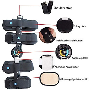 PHASFBJ Hinged ROM Knee Brace, Knee Immobilizer Breathable and Lightweight Knee Support with Adjustable Locking for Men & Women ACL Ligament Injuries Arthritis Knee Joint Pain Relief,Gray