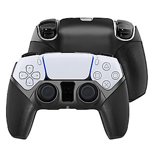 Hacker's Protective PS5 Controller Case Cover with Genuine Leather，Better Grip for Game Experience(Black)