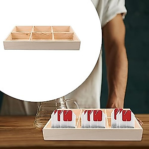 Tea Bag Holder Bamboo Tea & Food Storage Organizer Container Box 6 Compartment Tea Coffe Packet Box Wooden Sugar Bag Box for Tea Bags Coffee Snacks Sugar Sweeteners Small Packets