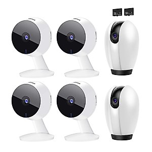 LaView Security Cameras for Home + 2X 32GB SD Cards,PT Home Security Camera System with Motion Detection,Two-Way Audio,Night Vision,Indoor WiFi Camera for Baby/pet,Alexa,USA Cloud Service