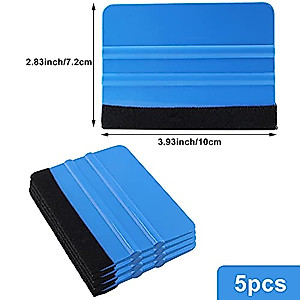 Zorfeter 5 Pcs 4 Inch Felt Edge Squeegee, Car Vinyl Scraper Decal Applicator Tool for Window Tint, Wallpaper, Decal Sticker Installation, with Black Felt Edge