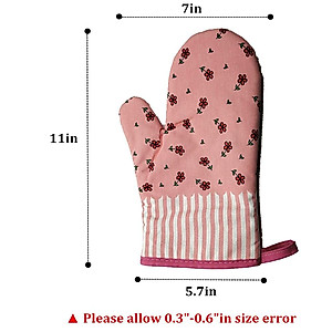 candygirlft Oven Mitts, Heat Resistant Oven Gloves with Quilted Cotton Lining, Baking Mitts for Barbecue, Cooking, Baking, BBQ, Mimicrowave (Pink)