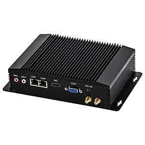 HUNSN Industrial Computer, Fanless Mini PC, Embedded IPC, N3510 N3520, Windows 11 / Linux Ubuntu, BM18, Watchdog, GPIO, WOL, SIM Slot, 2 x LAN, 2 x RS232 422 485, 8G RAM, 128G SSD