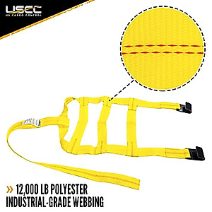 US Cargo Control Tow Dolly Basket Strap, Yellow Car Dolly Strap with Flat Hook End Fittings, Great for Tow Dolly Car Hauling, Fits Most 14-17 Inch Wheels, 3,333 Pound Working Load Limit