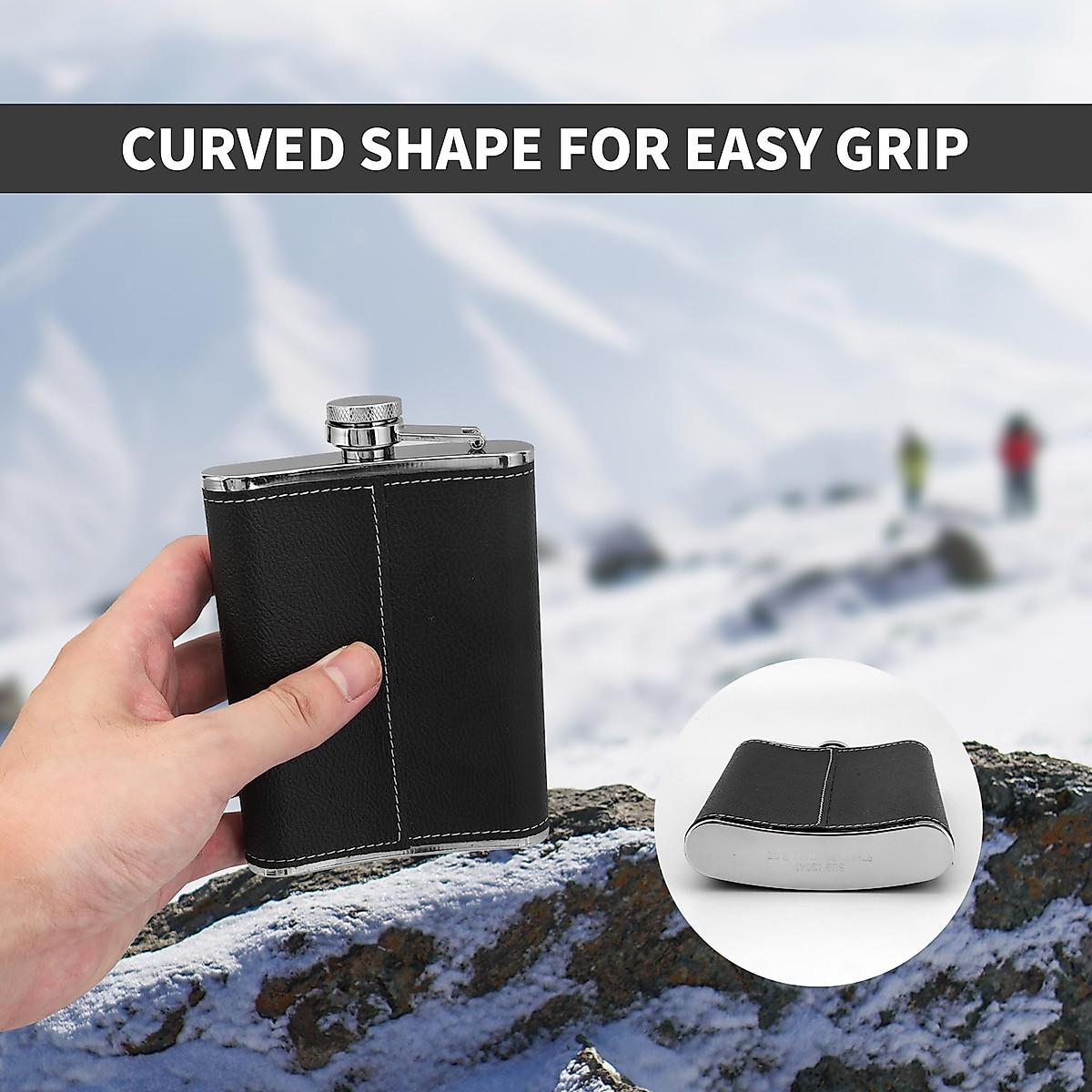 2 Pack 8 oz Leather Hip Flasks for Liquor for Men,Stainless Steel Hip Flasks with Funnel for Wedding Party, Leather Black Flasks for Liquor