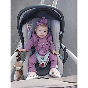 Kulcerry Newborn Infant Baby Girl Clothes Solid Color Bow Ribbed Long Sleeve Romper Pants Headband Outfits Set (Purple,Newborn)