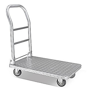Generic Flatbed Hand Cart Platform Truck with Foldable Handle and 360 Degree Swivel Wheels Steel Push Hand Cart for Loading and Storage Hand Truck Heavy Duty Flatbed Cart (Size : 70 * 46)