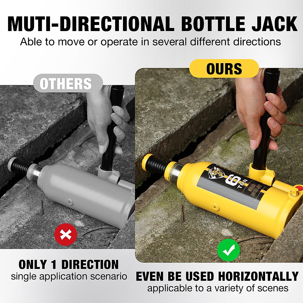 YELLOW JACKET 6 Ton Muti-Directional Welded Bottle Jack(12,000lb) for Car, Pickup, Truck, RV, Auto Repair