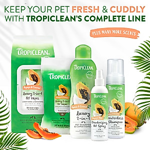 TropiClean Papaya & Coconut Dog Wipes for Paws and Butt | Deep Cleaning Dog Grooming Wipes | Safe for The Face | Cat Friendly | 20 Count