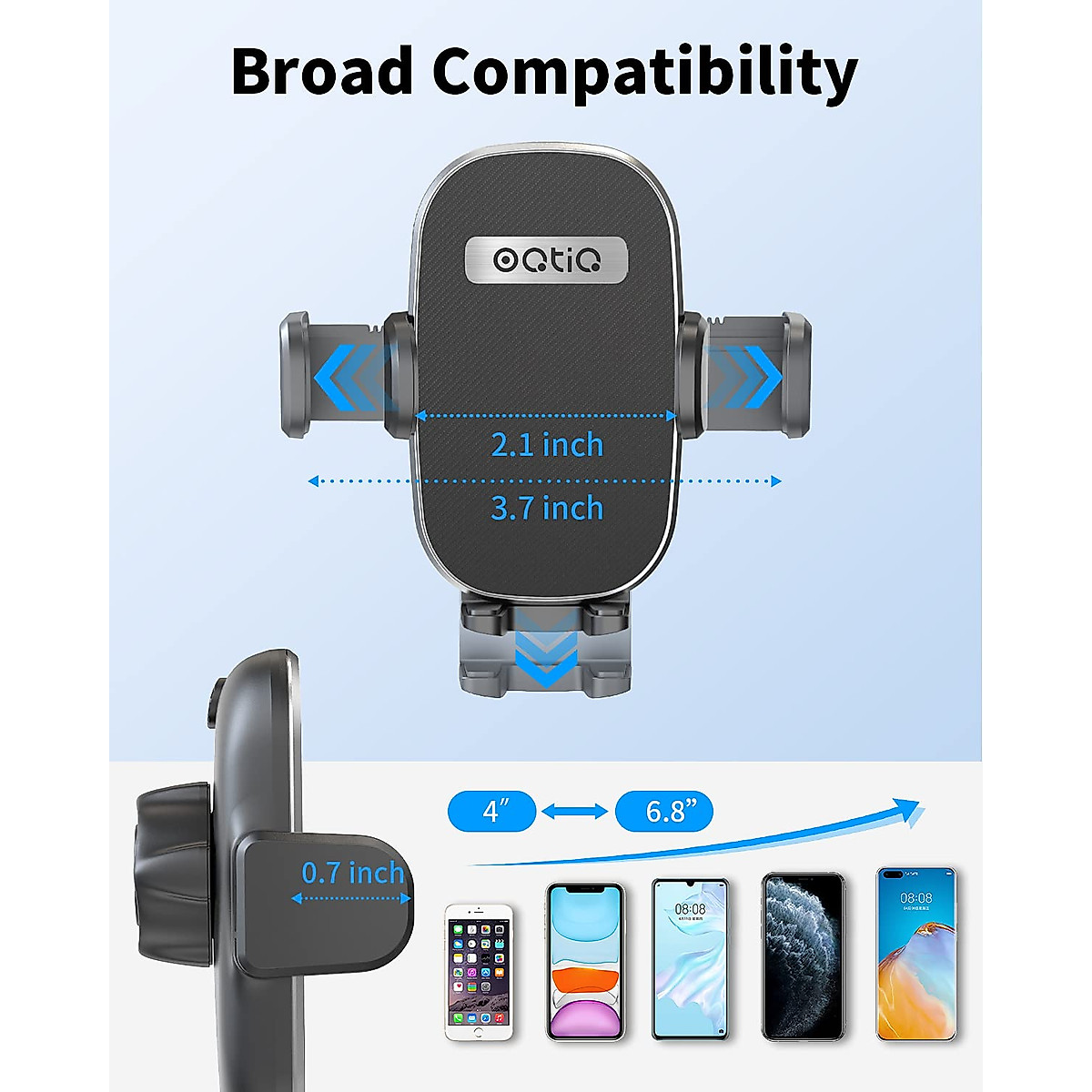 OQTIQ Suction Cup Phone Holder for Windshield/Dashboard, Phone Mount for Truck Car, 13-Inch Gooseneck Long Arm Sturdy Phone Mount with One Hand Operation, Compatible with All Phones