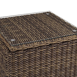 Crosley Furniture Bradenton 5-Piece Outdoor Sofa Patio Furniture Set, Wicker Conversation Sets for Porch, Brown with Sangria Cushions