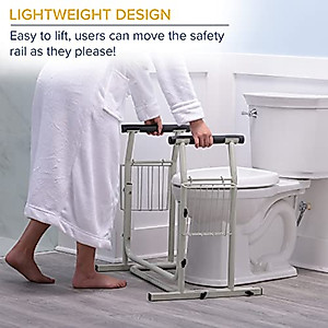 Drive Medical RTL12079 Toilet Safety Frame, Stand Alone Toilet Rails, Easy to Install Toilet Railing, Toilet Seat Frame for Elderly, Adjustable Handrails for Toilet Seat