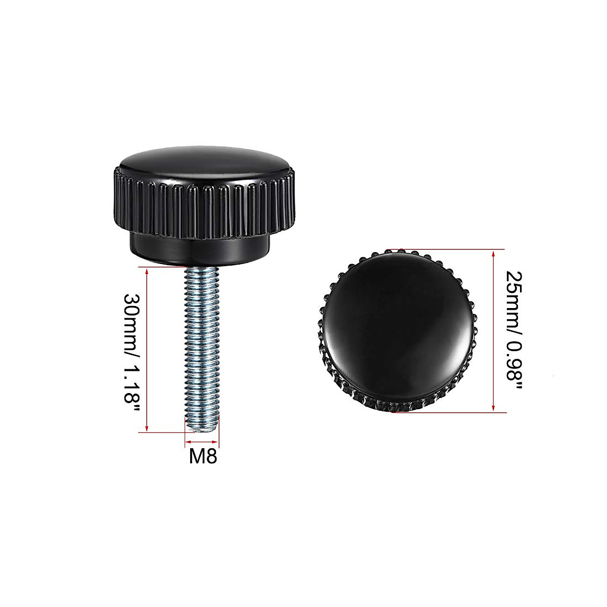 uxcell M8 x 30mm Male Thread Knurled Clamping Knobs Grip Thumb Screw on Type 5 Pcs