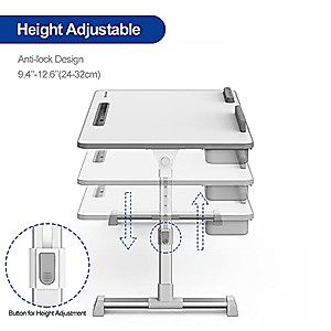 Besign LT06 Pro Adjustable Latop Table [Large Size], Portable Standing Bed Desk, Foldable Sofa Breakfast Tray, Notebook Computer Stand for Reading and Writing (White)
