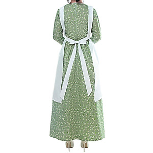 ROLECOS Pioneer Prairie Costume Womens Colonial Pilgrim Costume Amish Dress Pioneer Trek Dresses 3 Pcs Green L