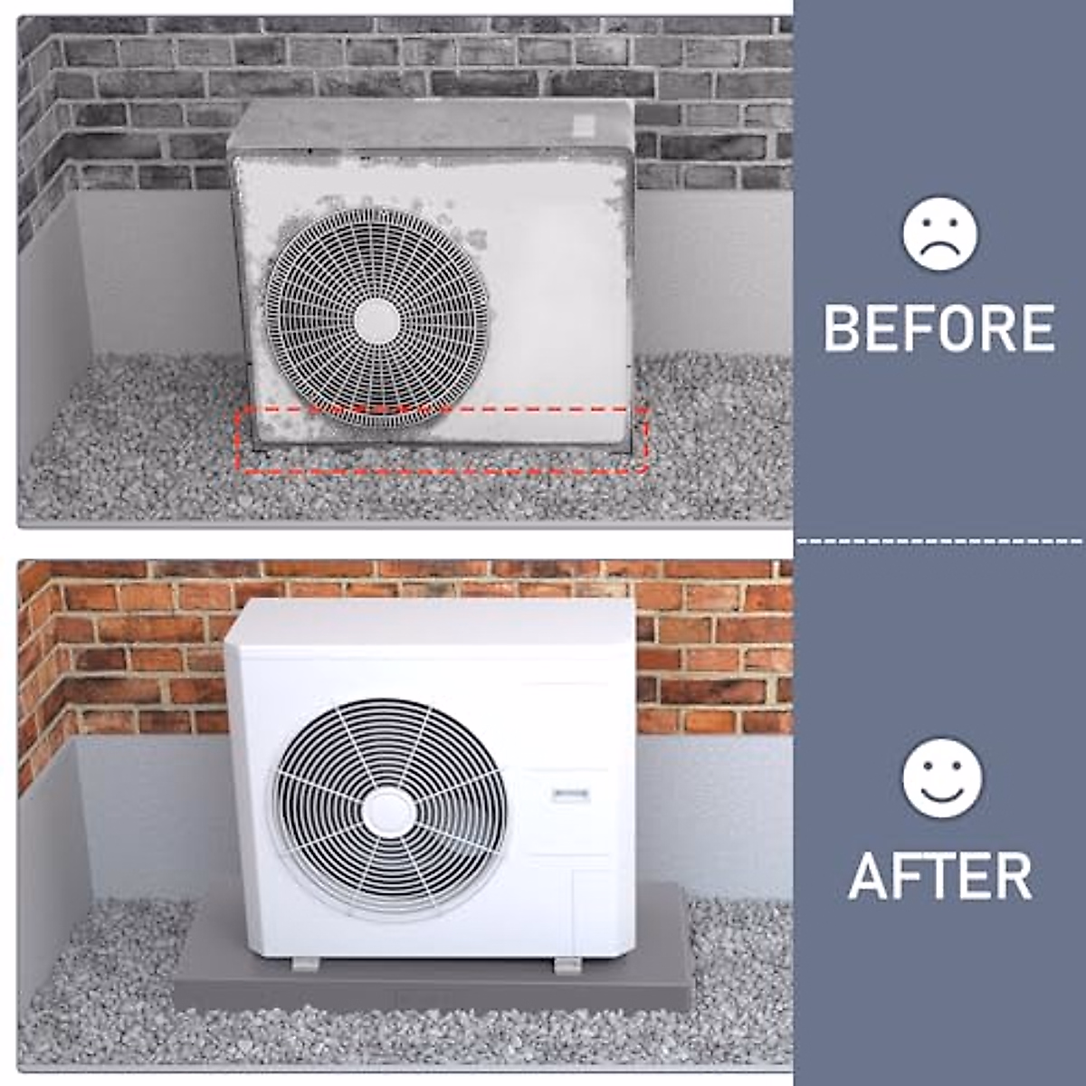 Flamorrow Mini Split Pad for Ductless Mini Split Air Conditioner Heat Pump Systems, 38 x 18 x 3 inches Plastic Equipment Pad for Outdoor Condenser Units