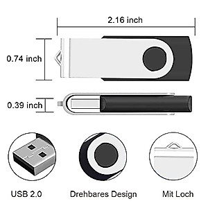 USB 32GB Flash Drive 10 Pack, ABLAZE USB 2.0 Memory Stick with Lanyards Swivel Thumb Drives Bulk USB Drive 32GB Pendrive Jump Drive Zip Drive(32GB USB 10 Pack, Mixcolor)