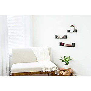Adorn Home Essentials Floating Shelves Set of 3 with Modern U Shape and Durable Design, Simple Hanging Kit Included (Espresso)