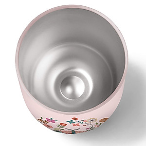 Studio Oh! Insulated Stainless Steel Stemless Glass Tumbler Floral Moth - 12-Ounce Double-Wall Construction with Full-Color Artwork & Spill-Resistant Drink-Through Lid