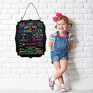First Day of School Board, Wooden Double-Sided, First and Last Day of School Hanging Chalkboard Sign, 1st Day of Kindergarten Preschool Chalkboard Photo Prop, Back to School Gifts for Kids Boys