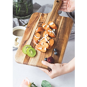 16" x 8.6” Acacia Wood Cutting Board - Wooden Kitchen Cutting Boards for Meat, Cheese, Bread,Vegetables &Fruits, Wooden Spoons for Cooking 4-Piece Beech Wood Utensil Set