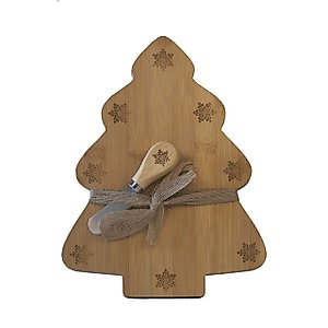 Christmas Tree Charcuterie Board Set with Cheese Knife Cutting Board Made From Natural Sustainably Sourced Bamboo