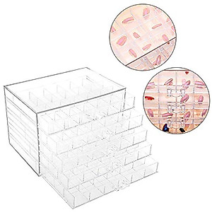 Pilarmuture Acrylic Jewelry Organizer,Earring Storage Box Organizer,5 Layer Drawer 120 Grids Jewelry Storage Box Holder,for Crafts Art Supply Diamond Painting Nail Tip Bead Earring Ring(Transparent)