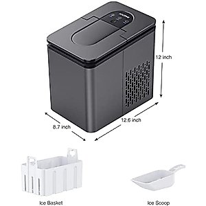 SOOPYK Ice Makers Countertop | Portable Ice Maker Cube | 27 lbs in 24 hrs | 9 Ice Cubes Per 5-8 Mins | Ice Maker Machine Self Cleaning Function | Ice Scoop and Basket,Stainless Steel