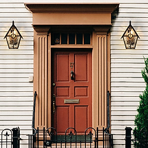 Rustic Outdoor Wall Lanterns Exterior Wall Mounted Sconce Light Designer Style Outdoor Wall Light Fixtures for Home Patio Garden Garage Farmhouse Porch Lighting with Water Glass, Oil Rubbed Brown