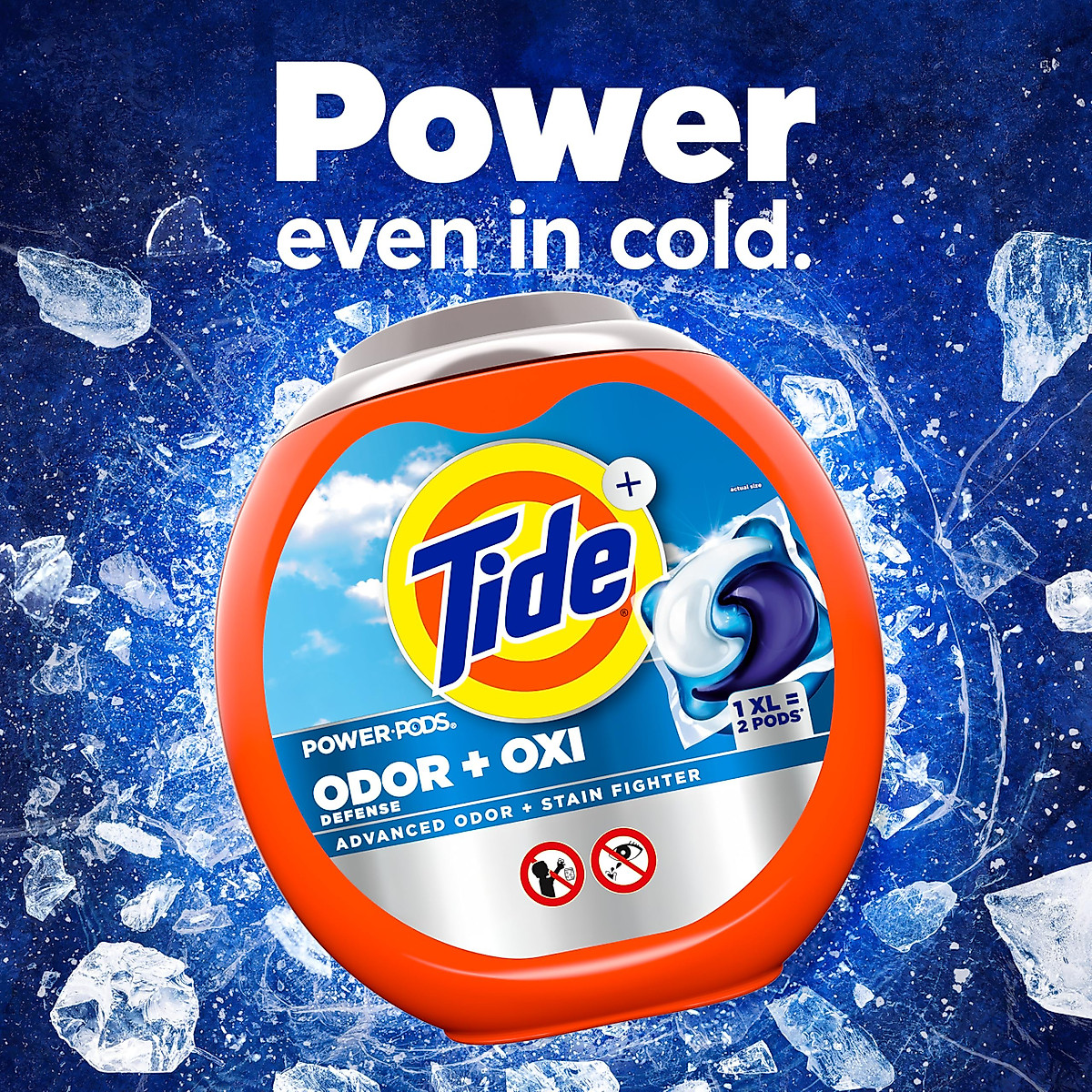 Tide Ultra OXI Power PODS with Odor Eliminators Laundry Detergent Pacs, For Visible and Invisible Dirt, 45 Count, Tide PODS Laundry Detergent, Laundry Pacs